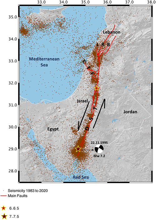 Frontiers | Variations of the seismic b-value along the Dead Sea transform