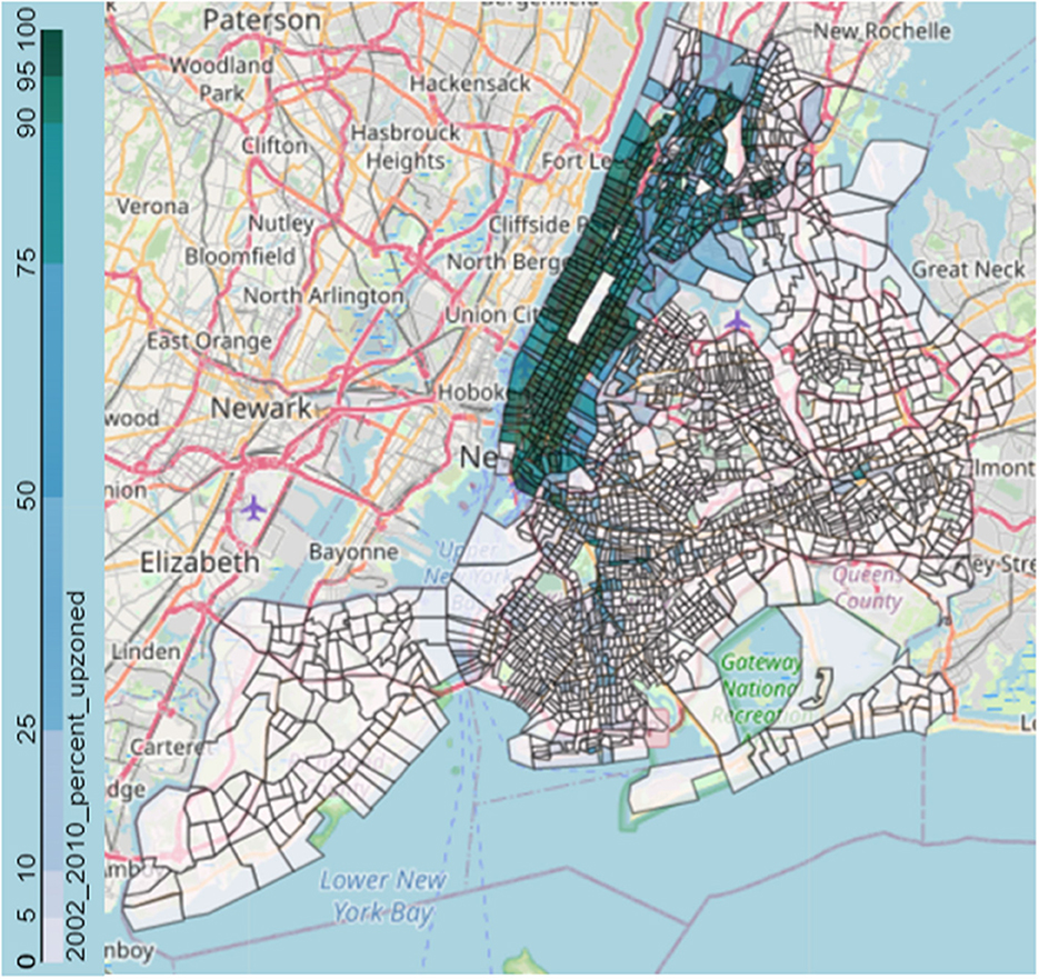 Frontiers | In the zone: the effects of 2002–2010 upzoning on urban ...