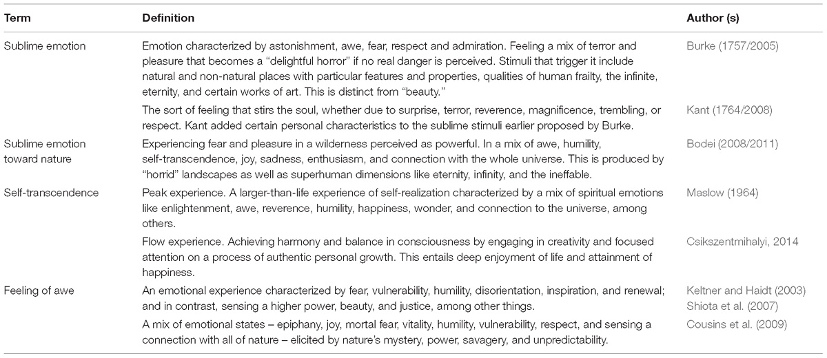 Frontiers | Transcendence and Sublime Experience in Nature: Awe and ...